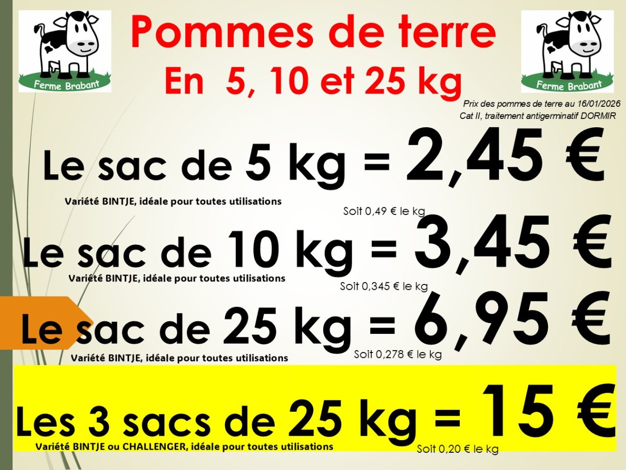 PRIX DES POMMES DE TERRE - https://www.fermebrabant.fr/